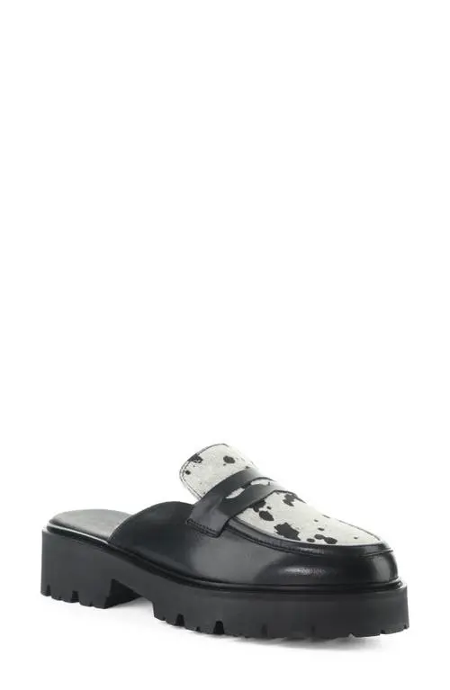 BOS. & CO. Brill Leather Loafer Mule - Black/white