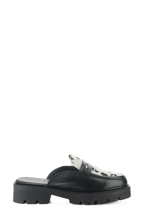 BOS. & CO. Brill Leather Loafer Mule - Black/white