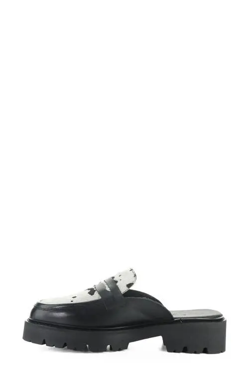 BOS. & CO. Brill Leather Loafer Mule - Black/white