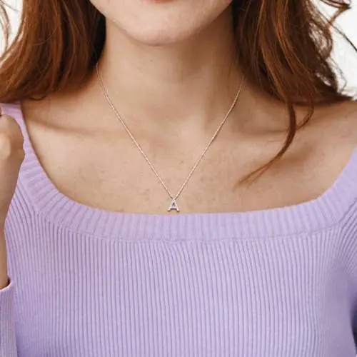 JULIANNA B. 14k White Gold Diamond Initial "a" Pendant Necklace