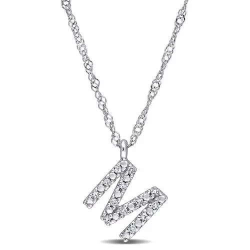 JULIANNA B. 14k White Gold Diamond Initial "a" Pendant Necklace - M