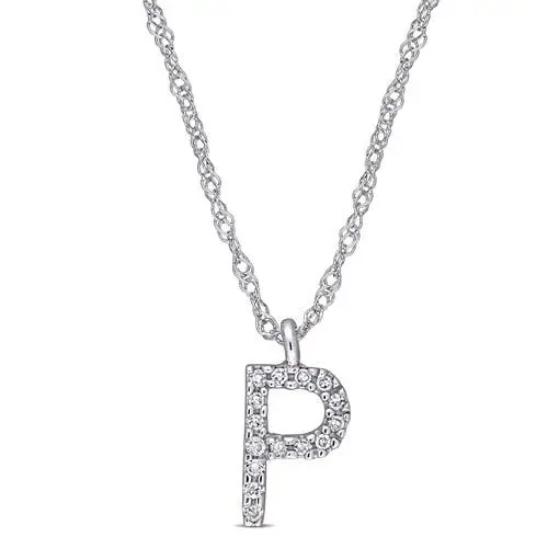 JULIANNA B. 14k White Gold Diamond Initial "a" Pendant Necklace - P