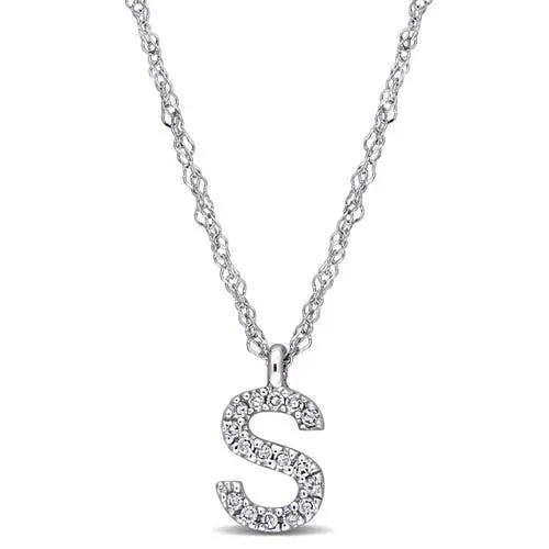 JULIANNA B. 14k White Gold Diamond Initial "a" Pendant Necklace - S