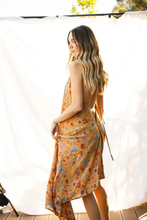 SUN CHILD Classic Silk Dress Polynesia