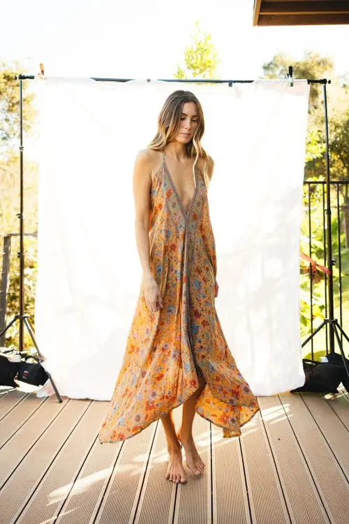 SUN CHILD Classic Silk Dress Polynesia