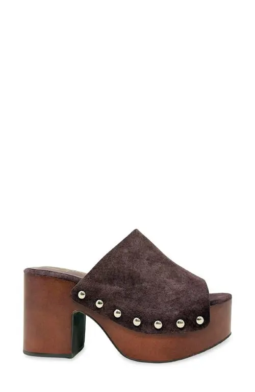 SHU SHOP Hayden Faux Leather Platform Mule - Brown Suede