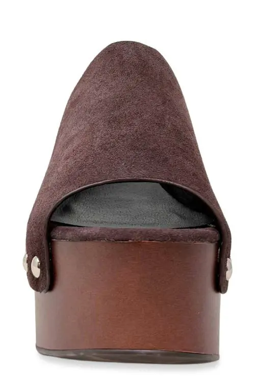 SHU SHOP Hayden Faux Leather Platform Mule - Brown Suede