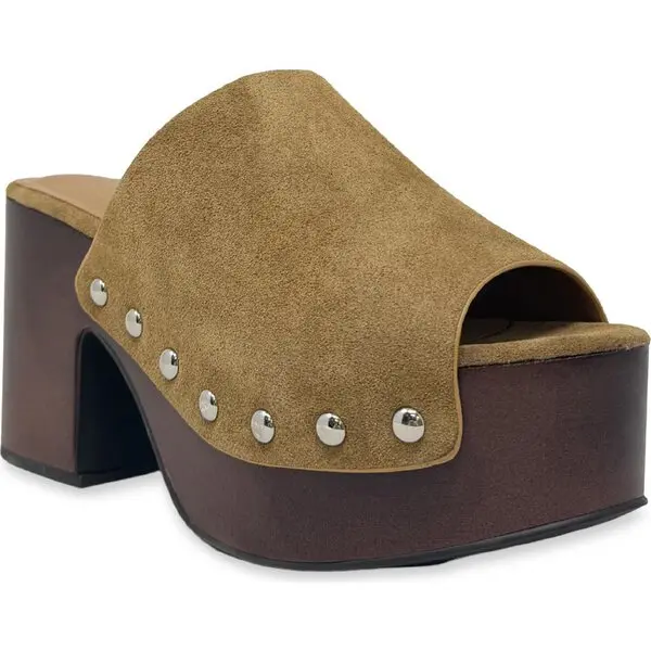 SHU SHOP Hayden Faux Leather Platform Mule - Camel Suede