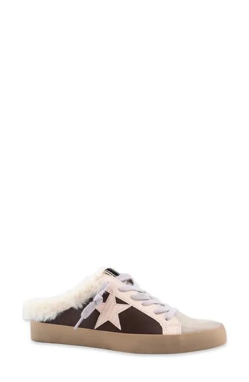 SHU SHOP Pinah Faux Leather Mule Sneaker With Star Appliqu - Brown