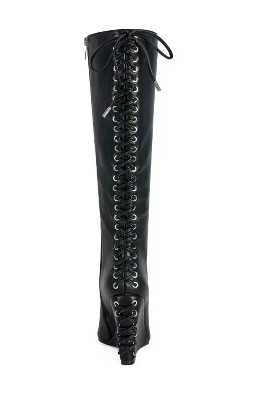 AZALEA WANG Thaumus Pointed Toe Knee High Wedge Boot