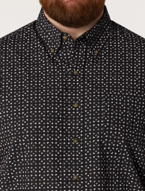 HARBOR BAY BY DXL Big & Tall Easy-care Micro Print Sport Shirt V3