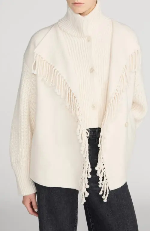 FRAME The Cropped Jacquard Coat - Ecru