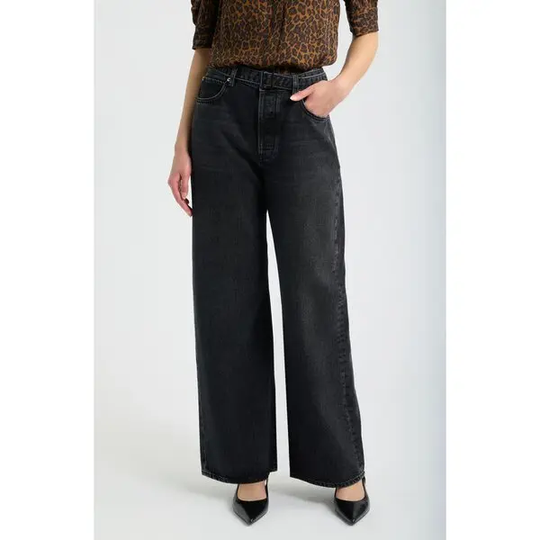 FRAME The Belted Loose High Waist Wide Leg Jeans - Venue