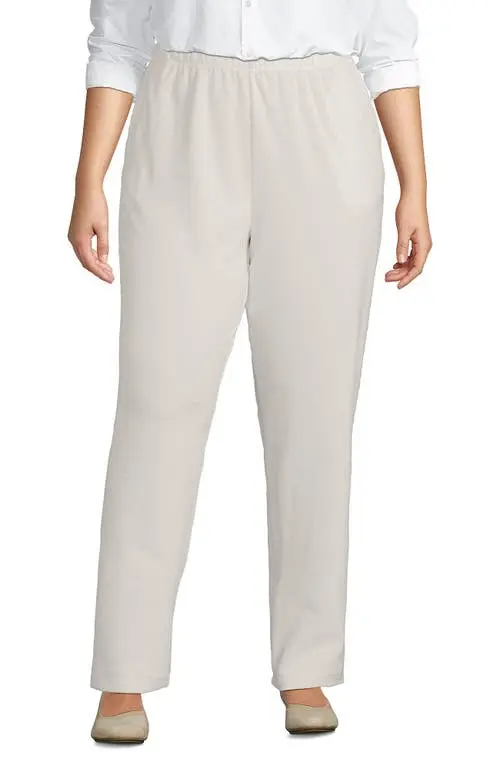 LANDS' END Sport Knit High Rise Corduroy Pants - Ivory
