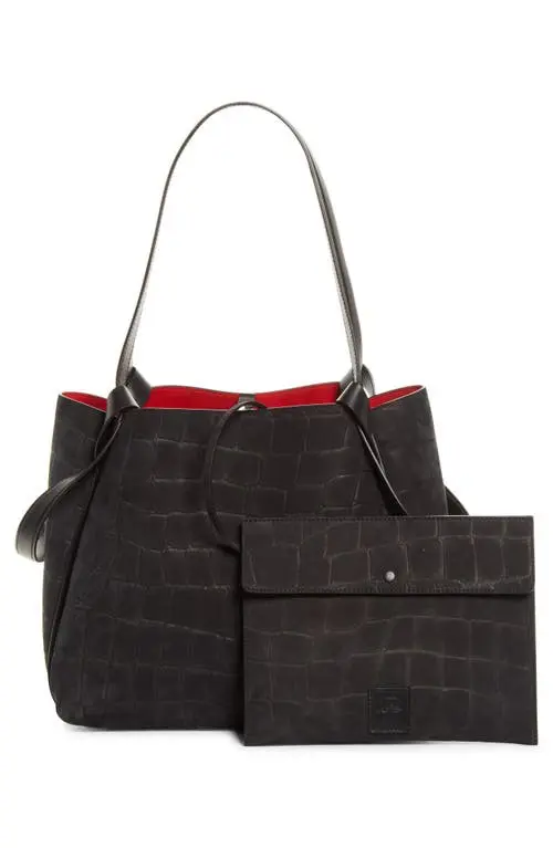 CHRISTIAN LOUBOUTIN Small Bettina Croc Embossed Nubuck Leather Tote