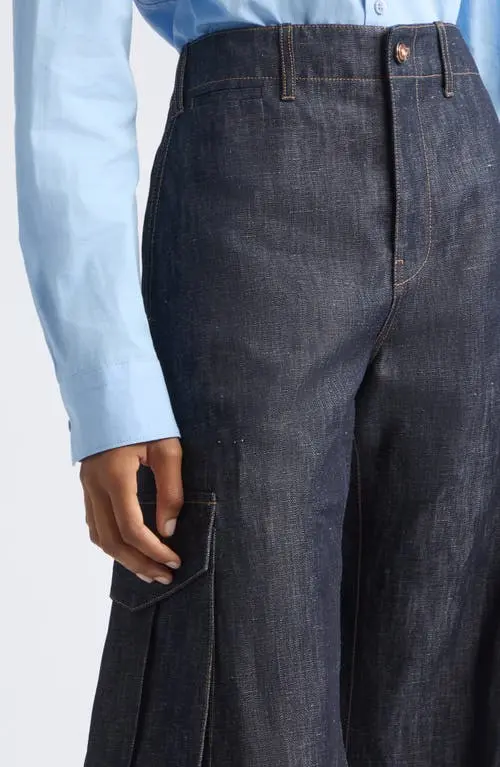 Gabriela Hearst Eos Cotton & Linen Barrel Leg Cargo Pants