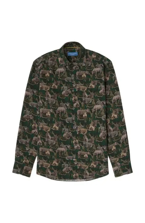 Robert Talbott Reynolds Printed Ca-moo-flage Shirt - Olive