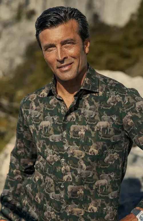 Robert Talbott Reynolds Printed Ca-moo-flage Shirt - Olive