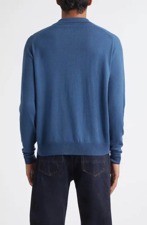 John Smedley Tibor Sea Island Cotton Long Sleeve Polo - Teal Firth