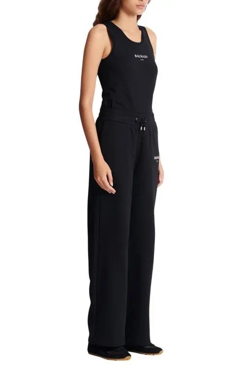 Balmain Printed Jersey Relaxed Fit Drawstring Joggers - Black