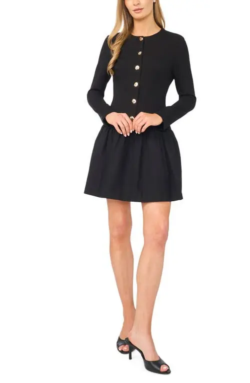 Ted Baker London Ponte Mini Dress With Combo Ruffle Hem - Rich Black