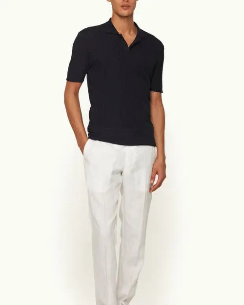 Orlebar Brown Burnham Silk Tailored-fit Polo Shirt - Night Iris