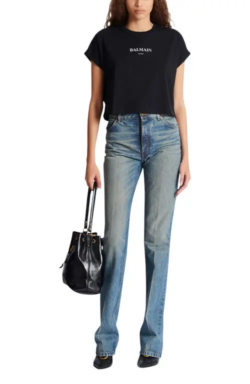 Balmain Cropped T-shirt With Print