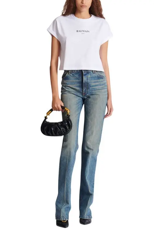 Balmain Cropped T-shirt With Logo Print