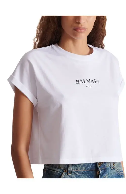 Balmain Cropped T-shirt With Logo Print