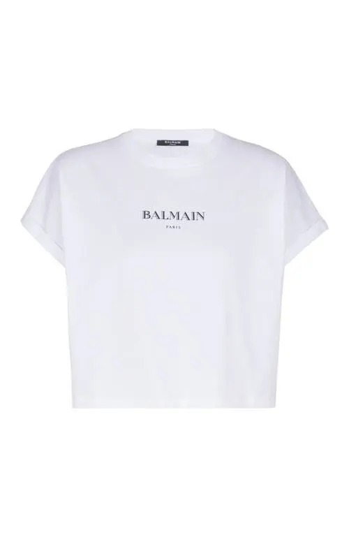 Balmain Cropped T-shirt With Logo Print