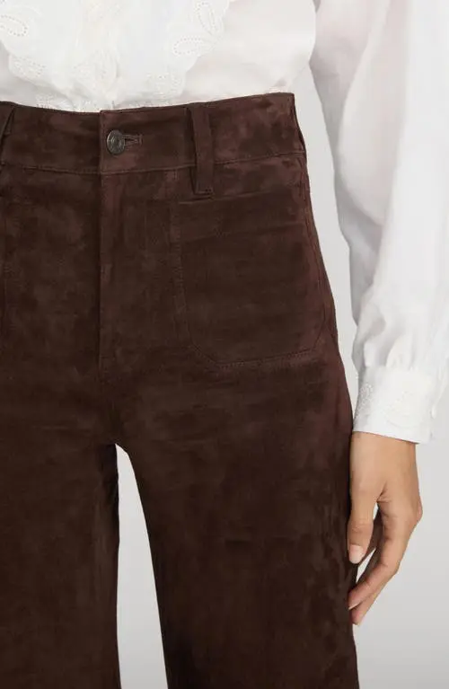 FRAME The Slim Palazzo Pocket Suede Leather Wide Leg Pants