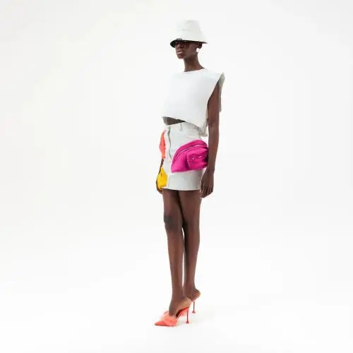 UCHÈ Denim Mini Skirt With Attached Bum Bags