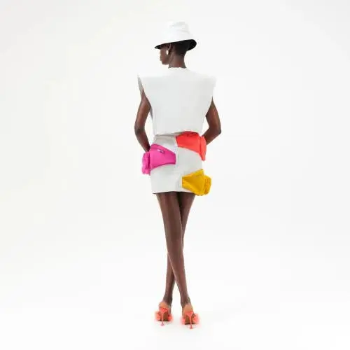 UCHÈ Denim Mini Skirt With Attached Bum Bags
