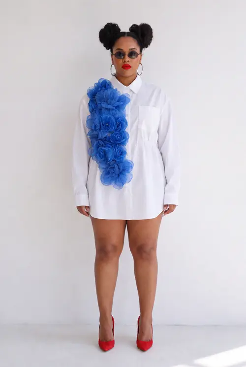 UCHÈ Uche Flower Appliqué Dress Shirt