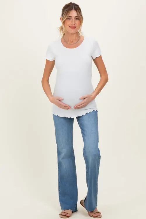 PINKBLUSH Ruffle Edge Short Sleeve Top