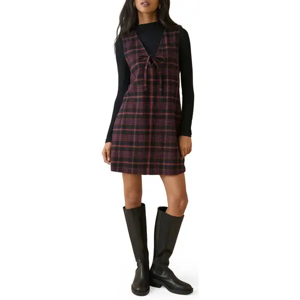 NOBODY'S CHILD Nila Plaid Pinafore Minidress - Multi