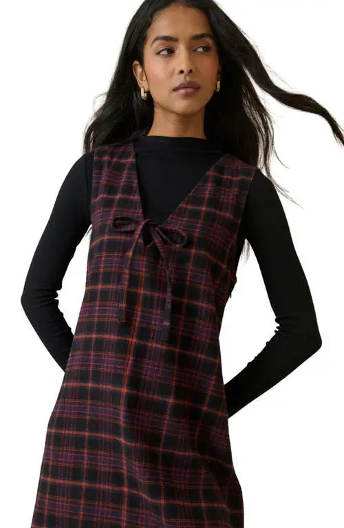 NOBODY'S CHILD Nila Plaid Pinafore Minidress