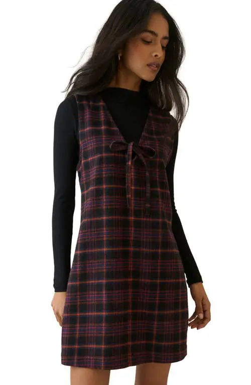 NOBODY'S CHILD Nila Plaid Pinafore Minidress