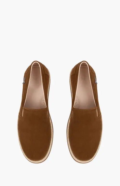 Cavalinho Suede Espadrille Loafers With Braided Trim - Camel Brown