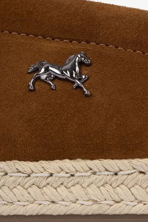 Cavalinho Suede Espadrille Loafers With Braided Trim - Camel Brown