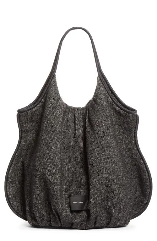 MERUERT TOLEGEN Pleated Sculpted Linen & Wool Blend Tote - Wool-100