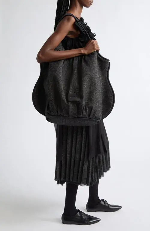 MERUERT TOLEGEN Pleated Sculpted Linen & Wool Blend Tote