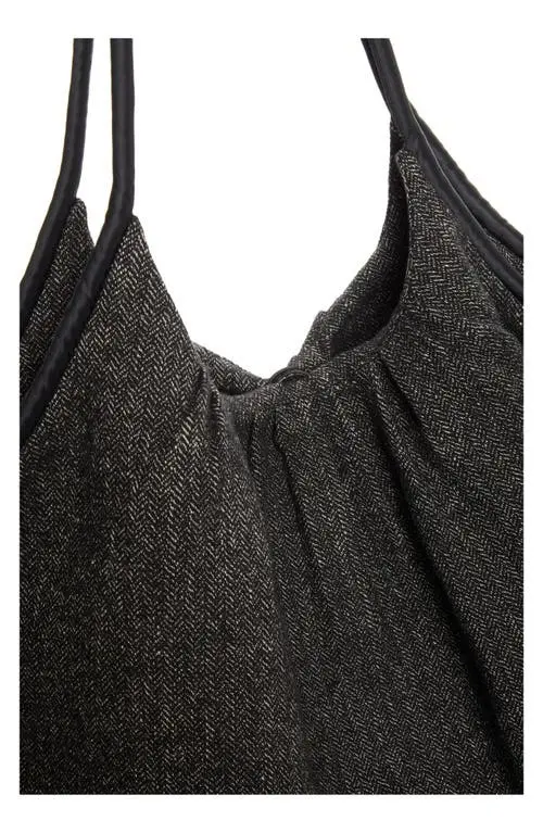 MERUERT TOLEGEN Pleated Sculpted Linen & Wool Blend Tote