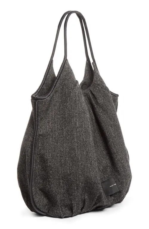 MERUERT TOLEGEN Pleated Sculpted Linen & Wool Blend Tote