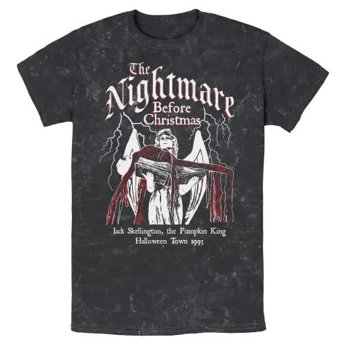 THE NIGHTMARE BEFORE CHRISTMAS Jack Skellington Halloween Town 1993 T Shirt - Black