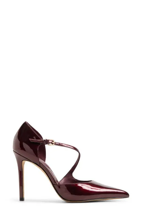 Aldo Janinne Pointed Toe D'orsay Pumps With Adjustable Strap - Dark Brown