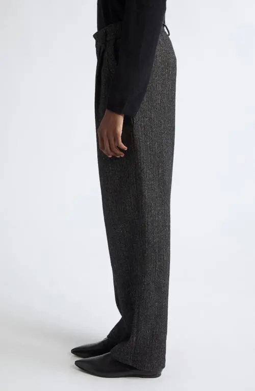 MERUERT TOLEGEN Herringbone Wool & Linen Blend Pleated Trousers