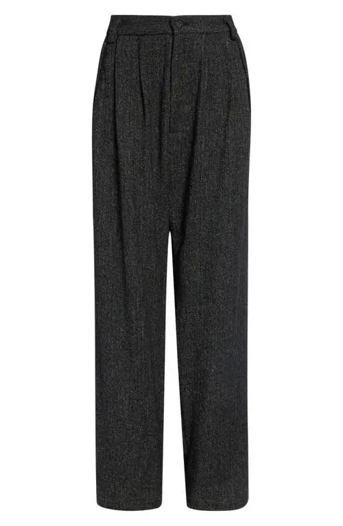 MERUERT TOLEGEN Herringbone Wool & Linen Blend Pleated Trousers