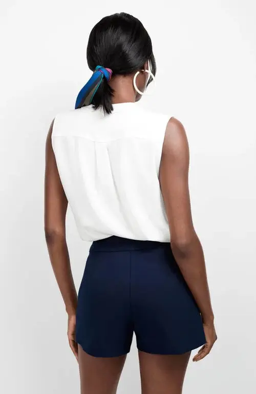 Trina Turk Sleeveless Kaiko Top With Zipper Detail - Whitewash