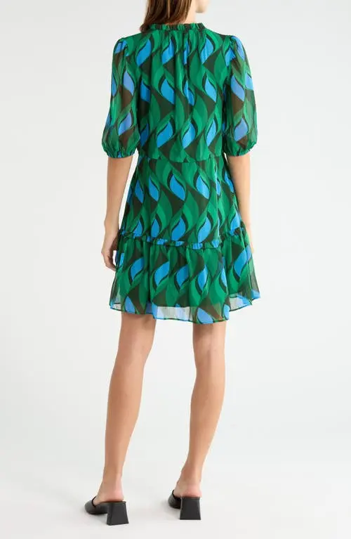 SUGARLIPS Abstract Print Tiered Mini Dress